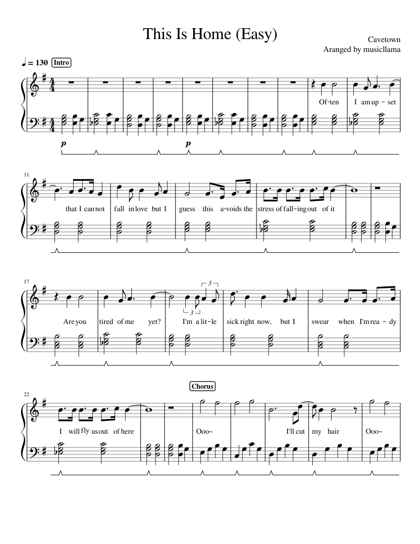 This Is Home – Cavetown (Easy Piano) Sheet Music for Piano (Solo ...