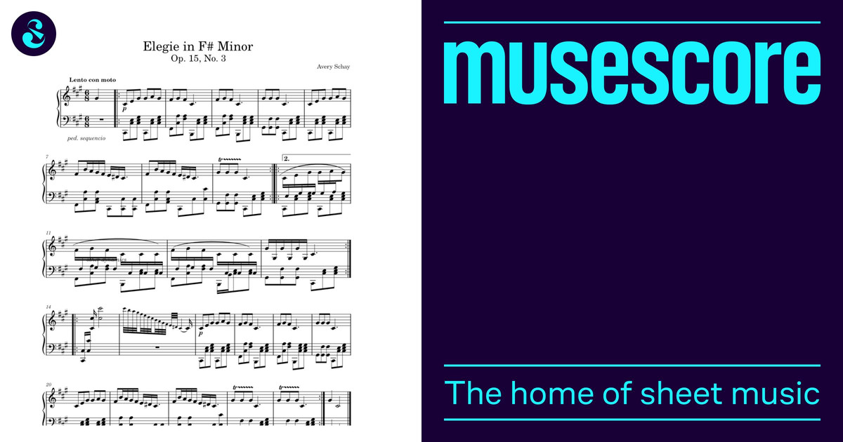 Elegie in F# Minor, Op. 15, No. 3 - Avery Schay Sheet Music for Piano ...