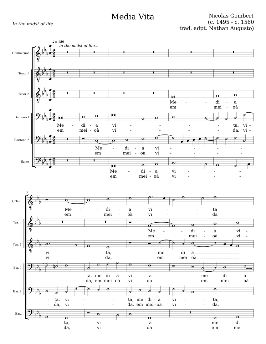 Media Vita – Nicolas Gombert Sheet Music | MuseScore.com