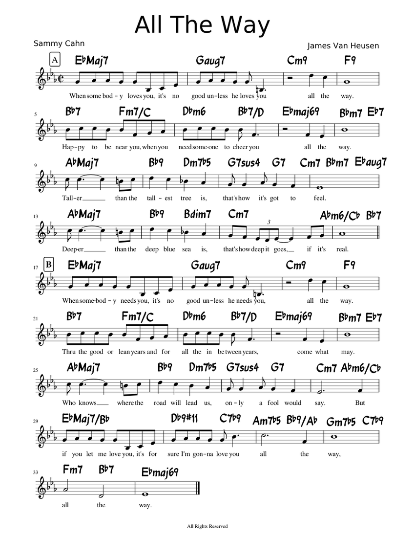 All The Way Sheet music for Piano (Solo) | Musescore.com