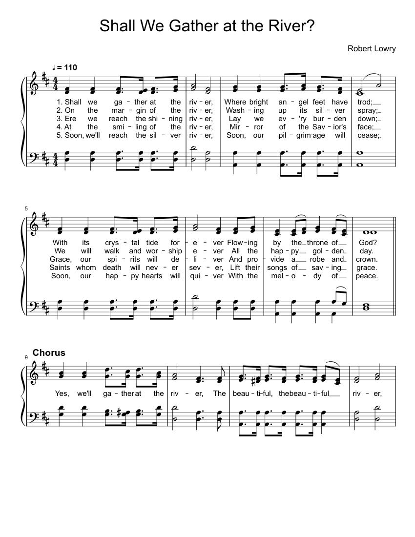 Shall We Gather at the River? Sheet Music for Piano (Solo) Easy ...