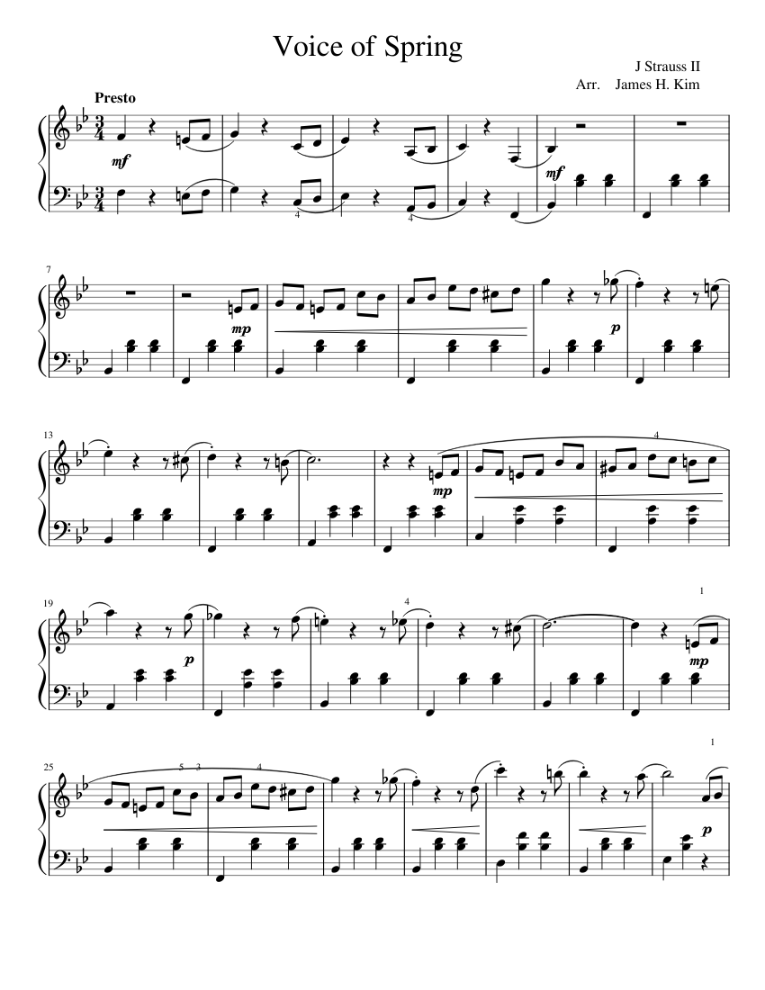 Voice of Spring Sheet Music for Piano (Solo) | MuseScore.com