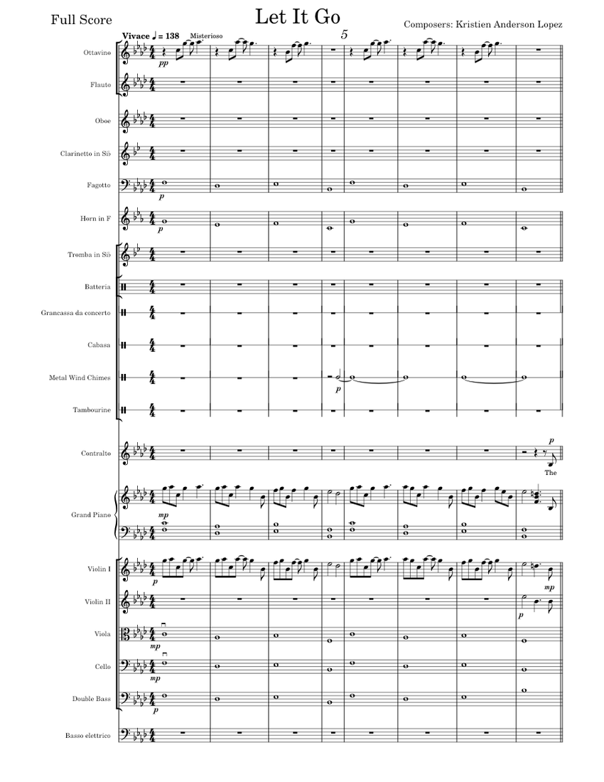 Frozen Let it go by Orchestra Filarmonica Sheet Music for Piano, Alto ...