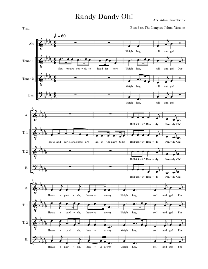 Randy Dandy Oh! Sheet music for Alto, Tenor, Bass voice (A Capella ...