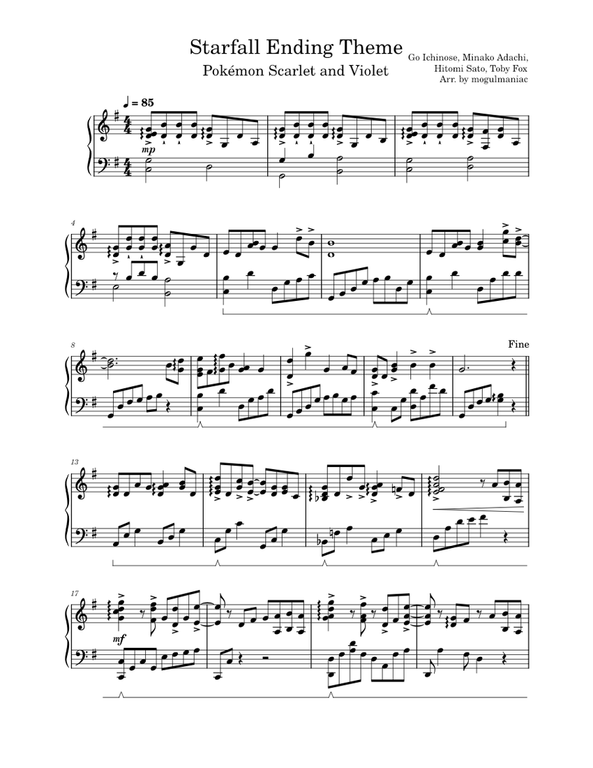 Starfall Ending Theme - Pokémon Scarlet and Violet Sheet music for ...