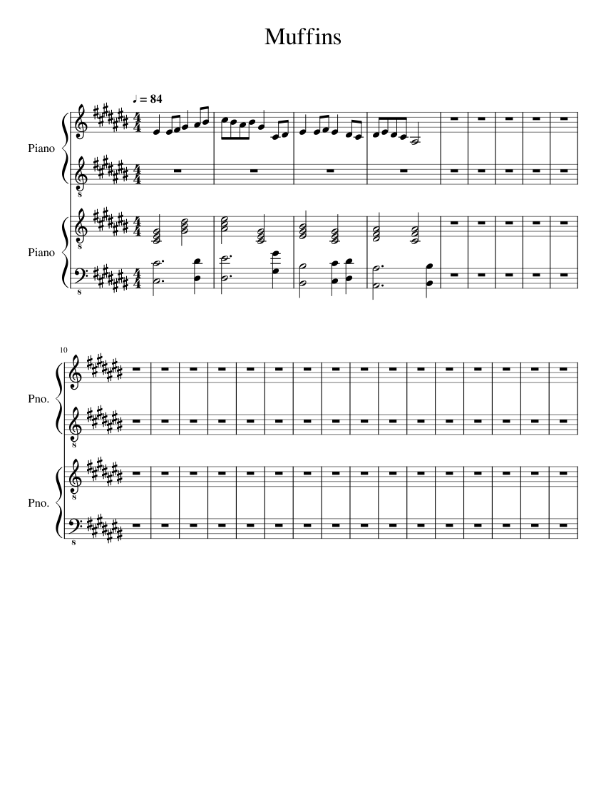 Pilotredsun - Muffins (Very Short) Sheet music for Piano (Piano Duo ...