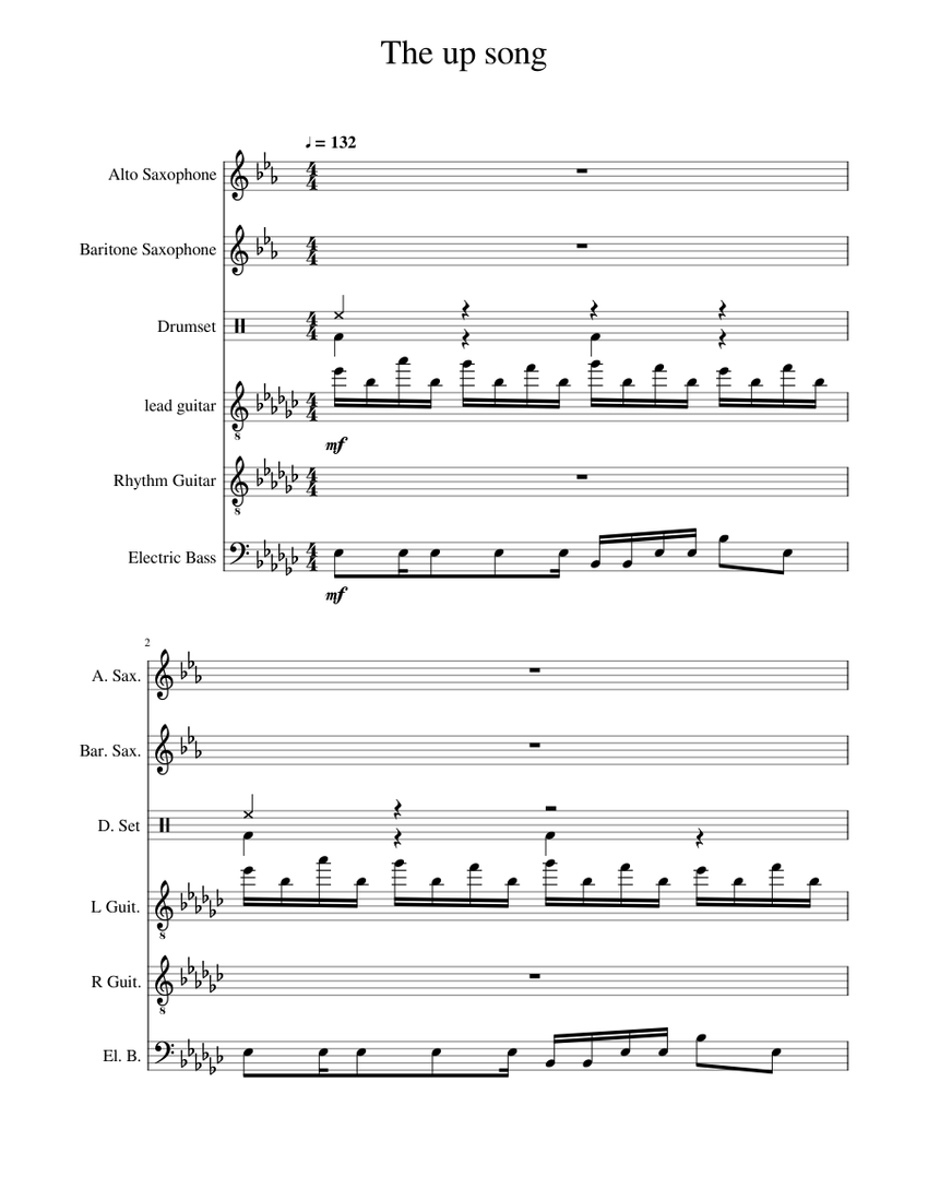 The up song Sheet music for Saxophone alto, Saxophone baritone, Guitar ...