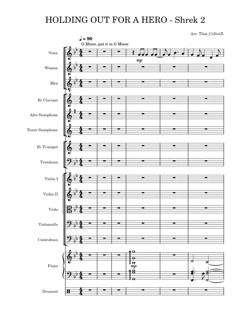 Shrek 2 - Holding Out For A Hero – Jim Steinman Sheet Music for Piano ...