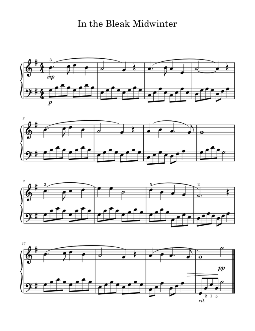 In the bleak midwinter – Gustav Holst Sheet Music for Piano (Solo) easy ...