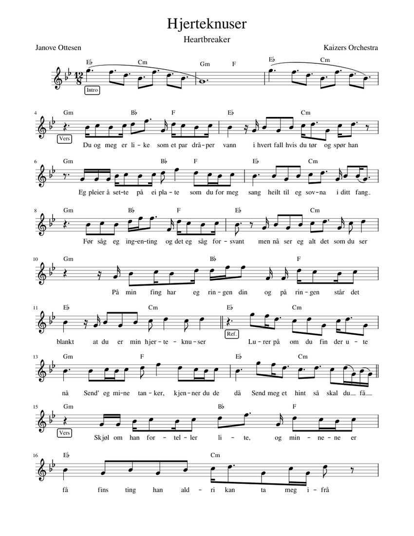 Hjerteknuser - Gullblyanten Sheet music for Piano (Solo) | Musescore.com