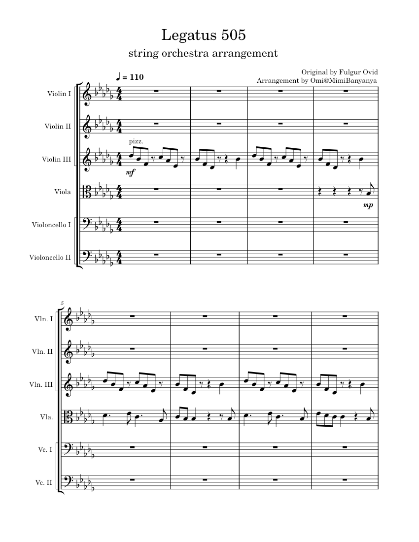 Legatus 505 - Fulgur Ovid (arr. Omi) Sheet music for Violin, Viola ...