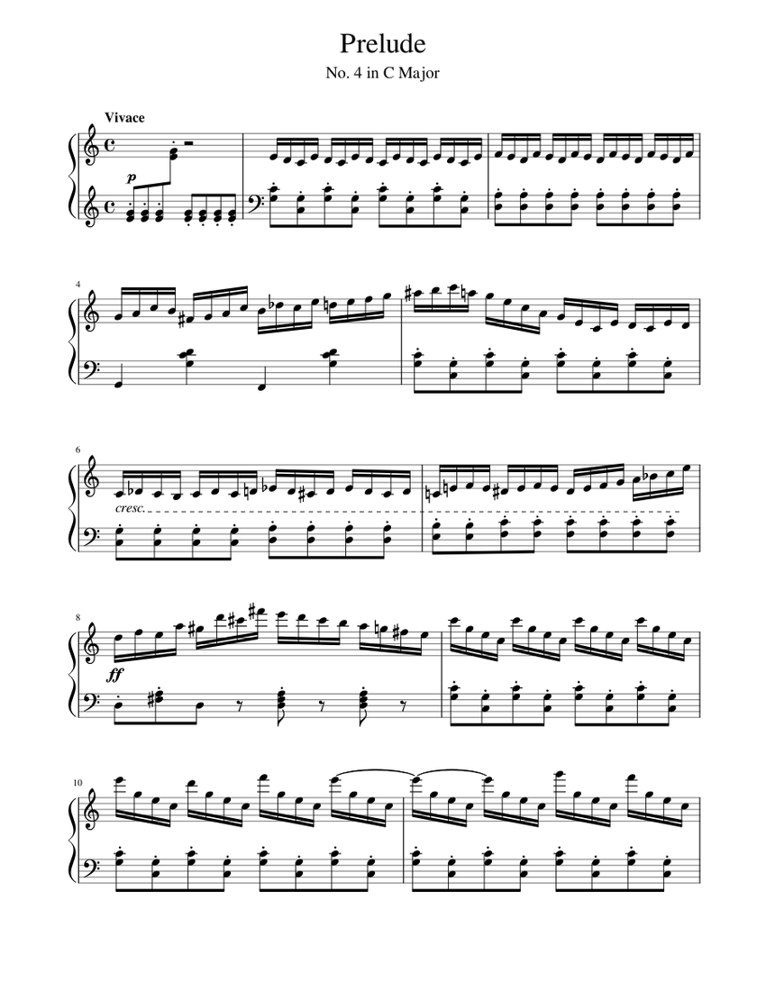 Prelude No. 4 in C major Sheet music for Piano (Solo) | Musescore.com