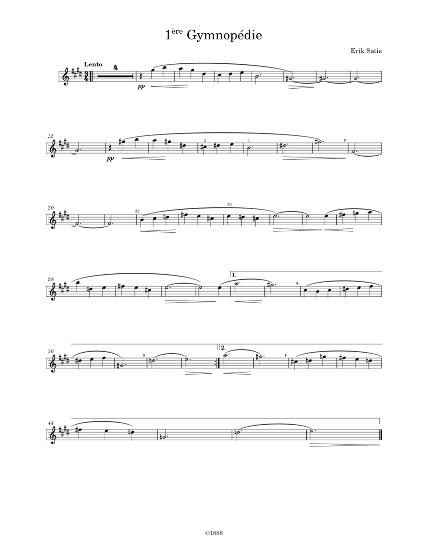 1ère_Gymnopédie Sheet Music for Piano (Solo) Easy | MuseScore.com