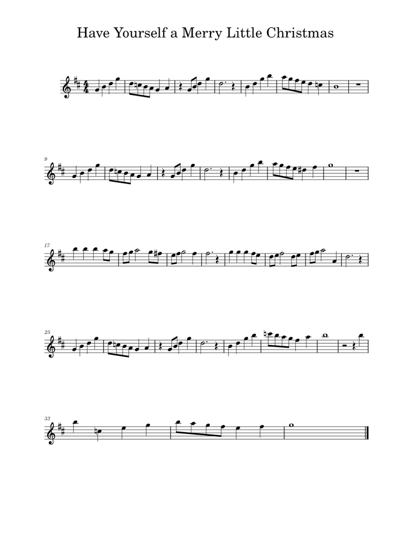 Have Yourself a Merry Little Christmas Sheet Music for Saxophone tenor ...
