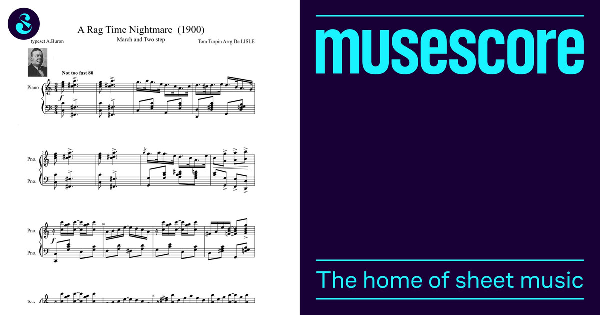 A Rag Time Nightmare (1900) Tom Turpin Sheet music for Piano (Solo ...