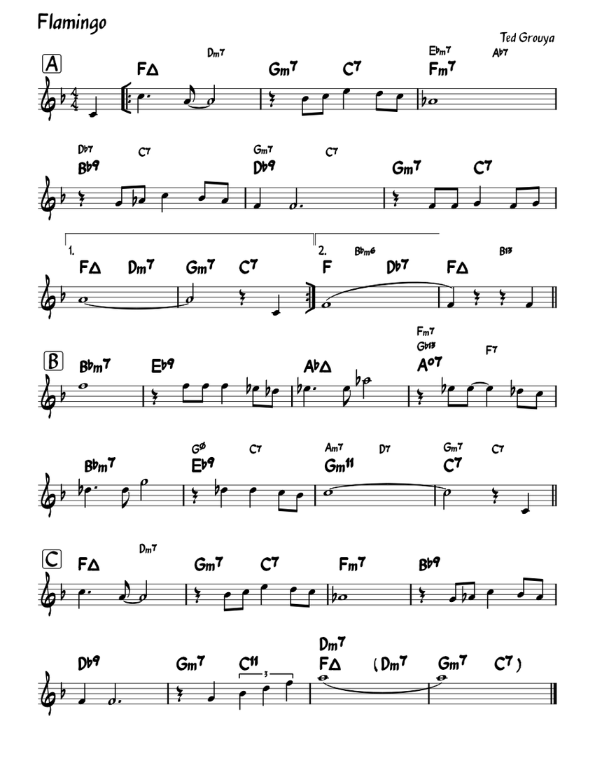 Flamingo Sheet Music with Chords for Piano (Solo) Easy | MuseScore.com