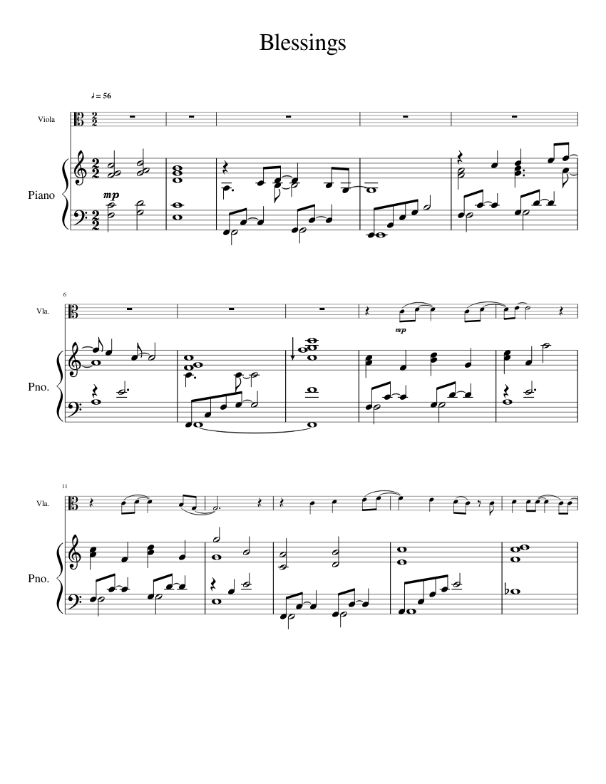 Blessings Sheet Music for Piano, Viola (Solo) | MuseScore.com
