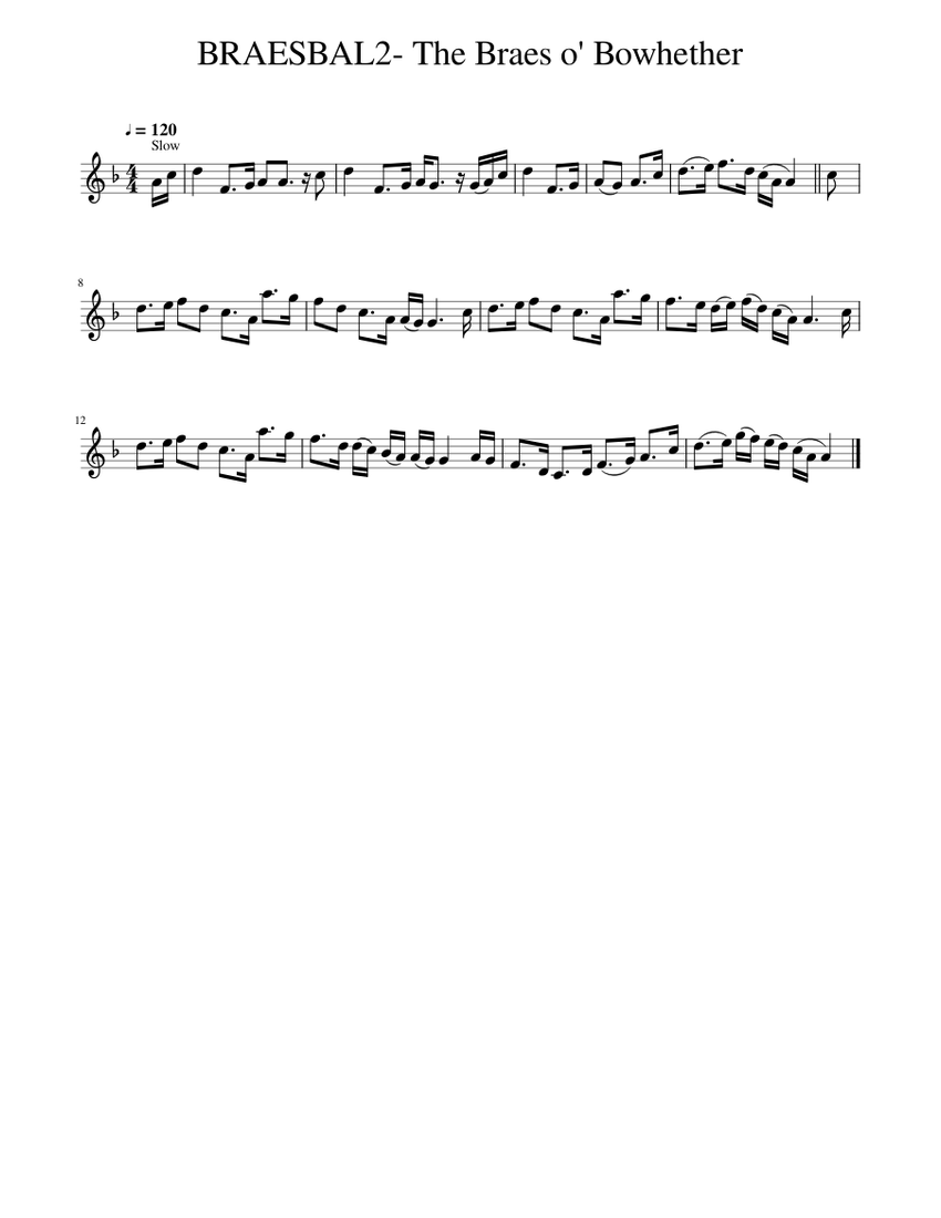 BRAESBAL2- The Braes o' Bowhether Sheet music for Piano (Solo ...
