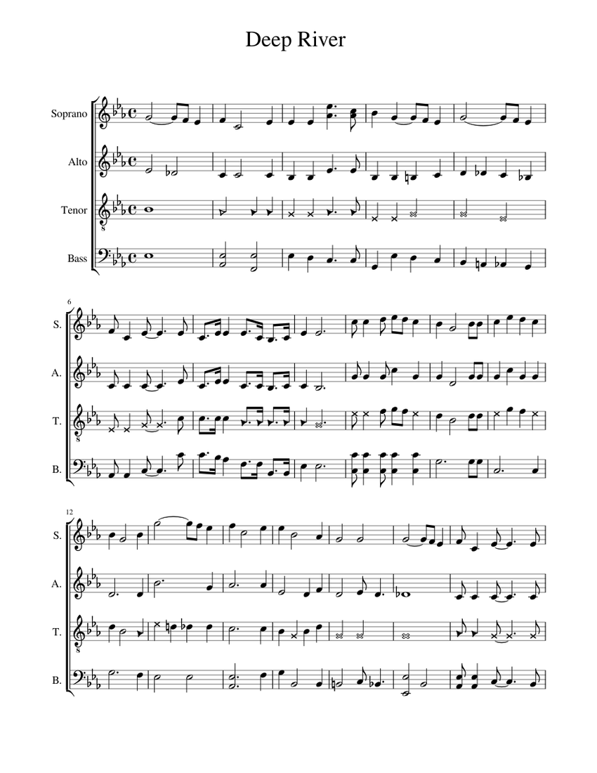 Deep river – African-American Spiritual Deep River Sheet music for ...