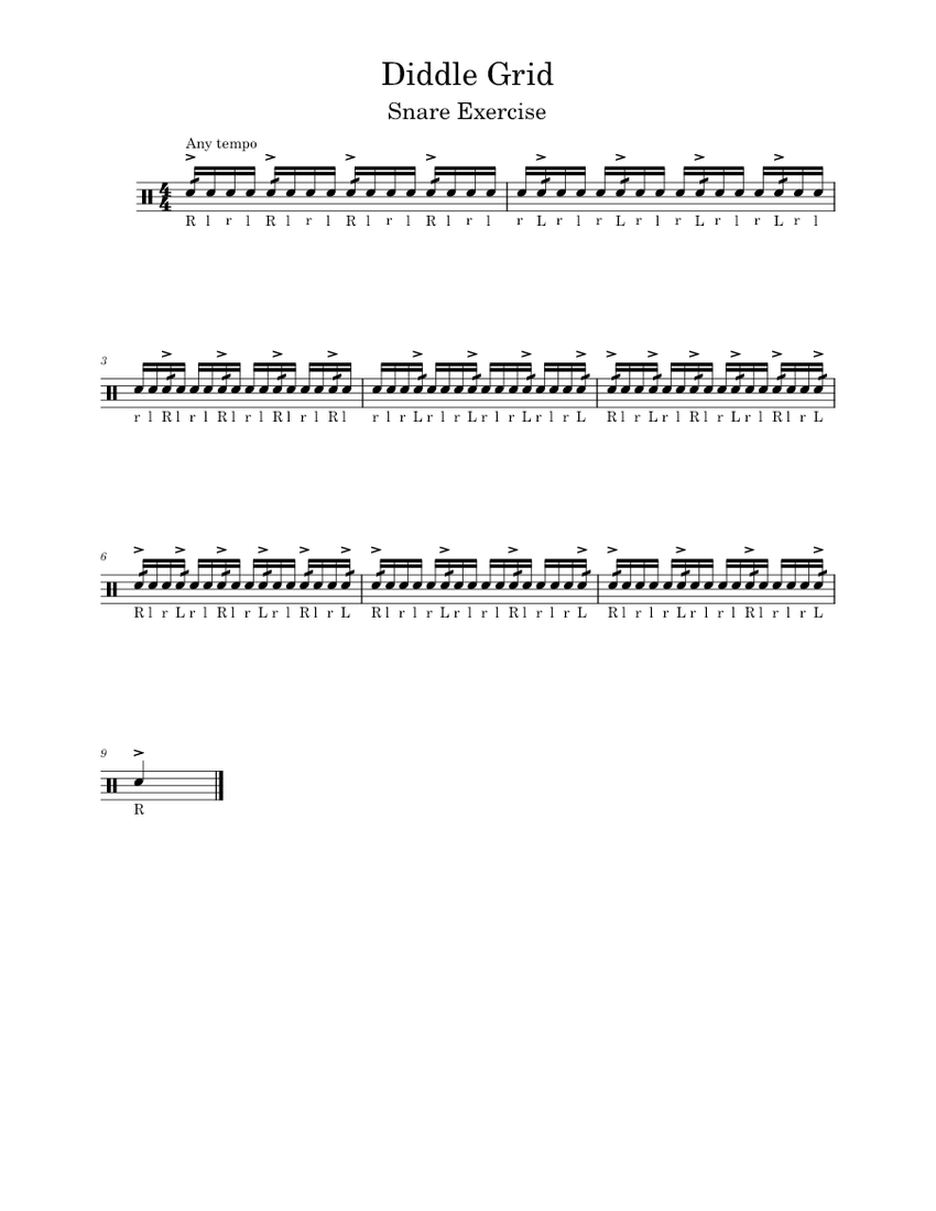 Diddle Grid Sheet Music for Snare drum (Solo) | MuseScore.com