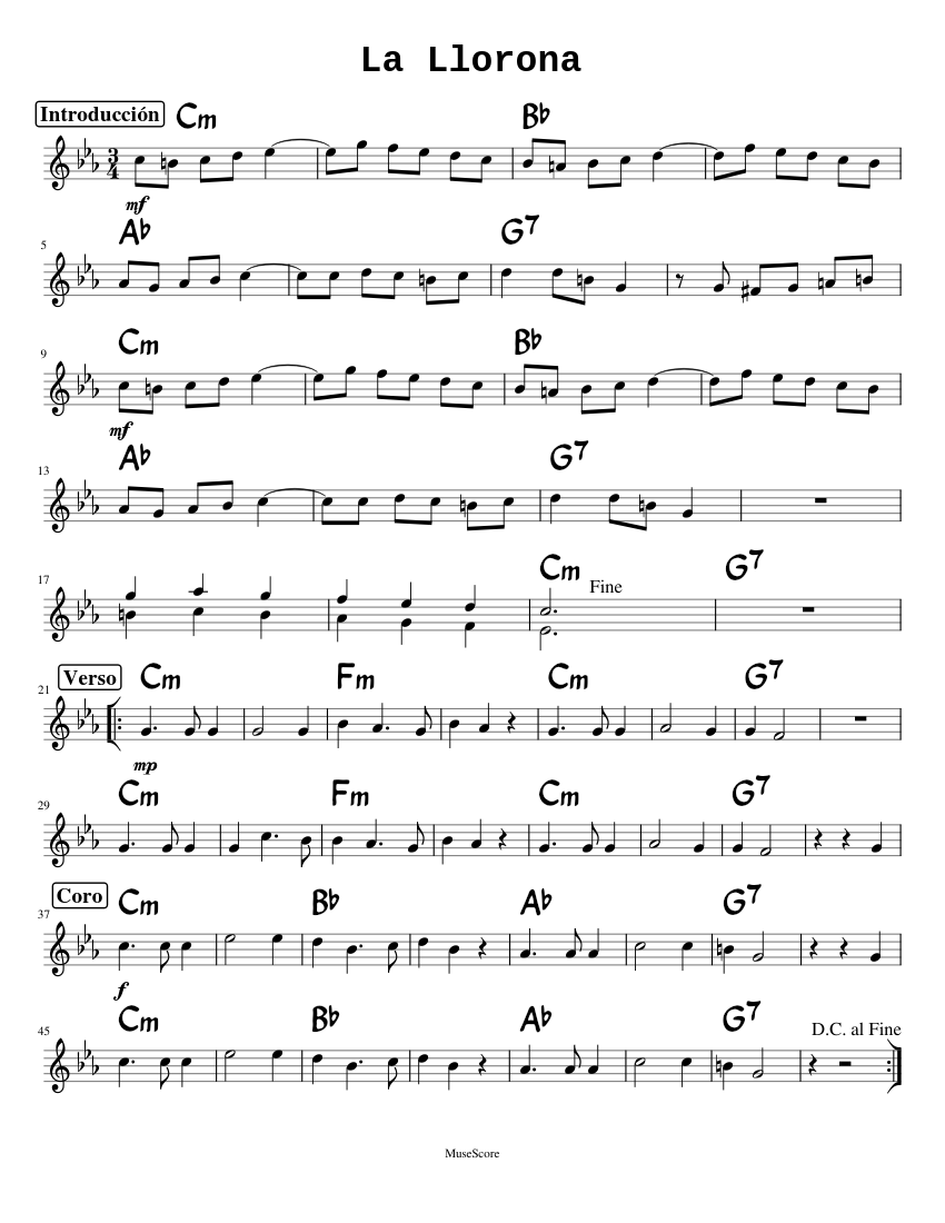 La_Llorona Sheet music for Piano (Solo) Easy | Musescore.com