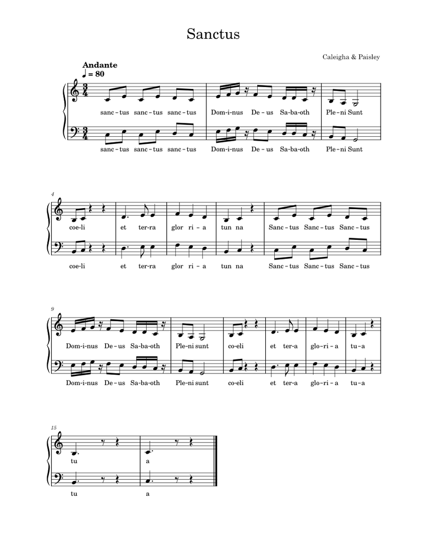 Sanctus Sheet music for Piano (Solo) | Musescore.com