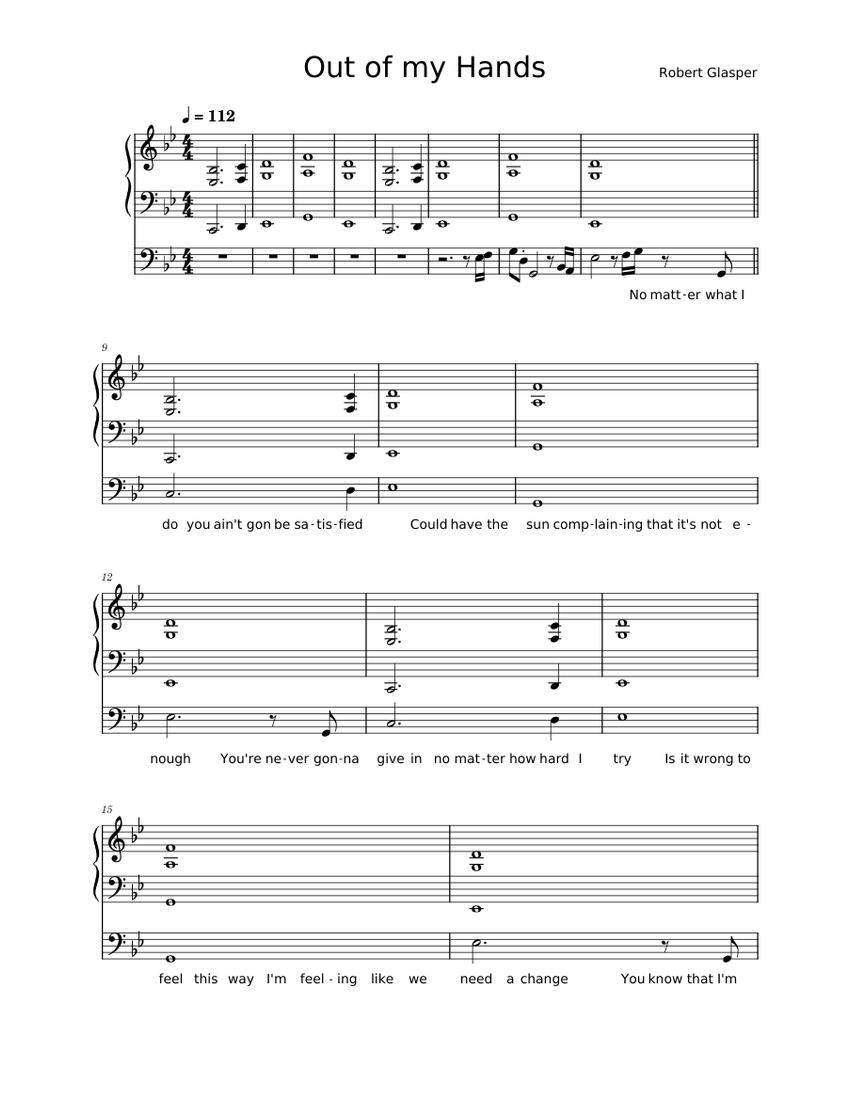 Out of my Hands – Robert Glasper Sheet music for Piano, Vocals, Bass ...