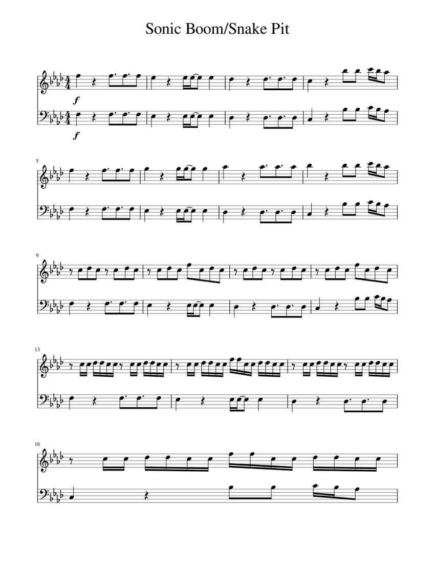 Sonic Boom/Snake Pit Sheet music for Piano (Solo) | Musescore.com