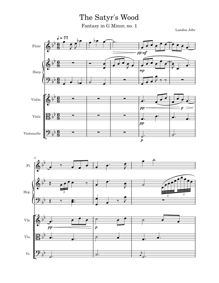 The Satyr's Wood - Landon Jobe Sheet Music for Flute, Violin, Viola ...