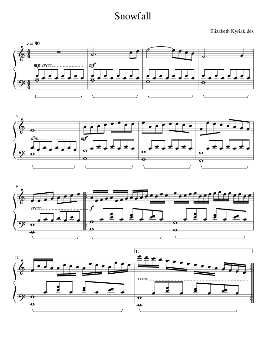 Snowfall Sheet music for Piano (Solo) | Musescore.com