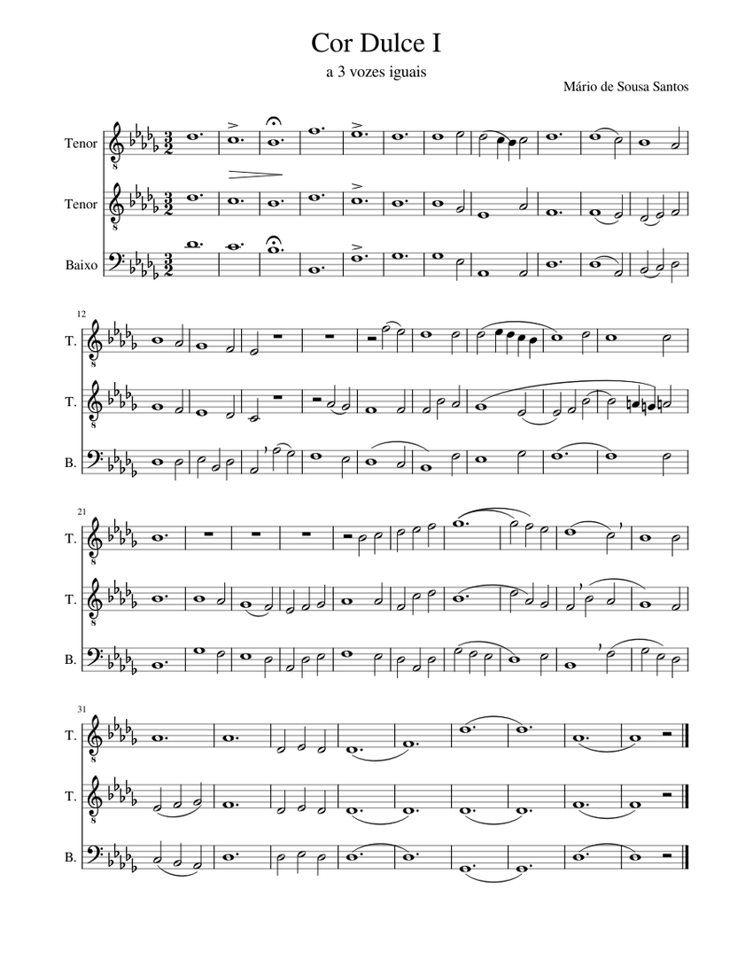 Cor Dulce I Sheet music for Tenor, Bass voice (Choral) | Musescore.com