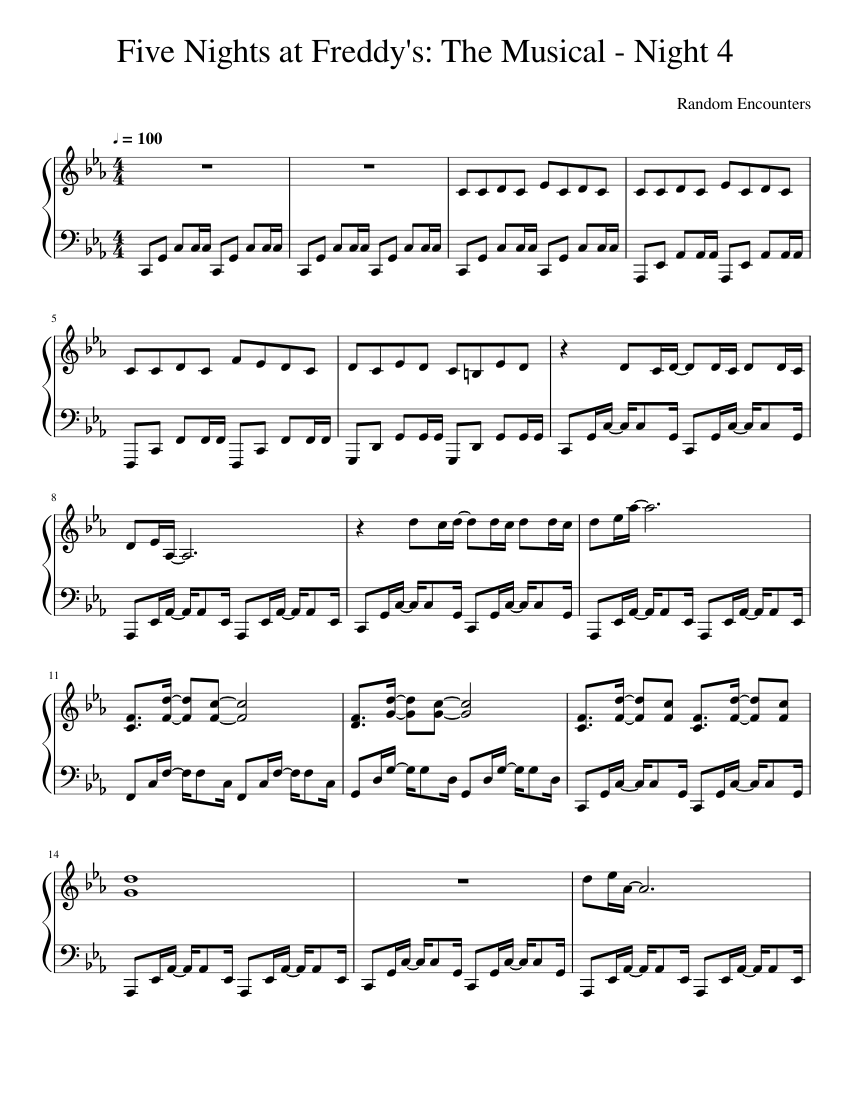 FNaF: The Musical - Night 4 Sheet Music for Piano (Solo) easy ...