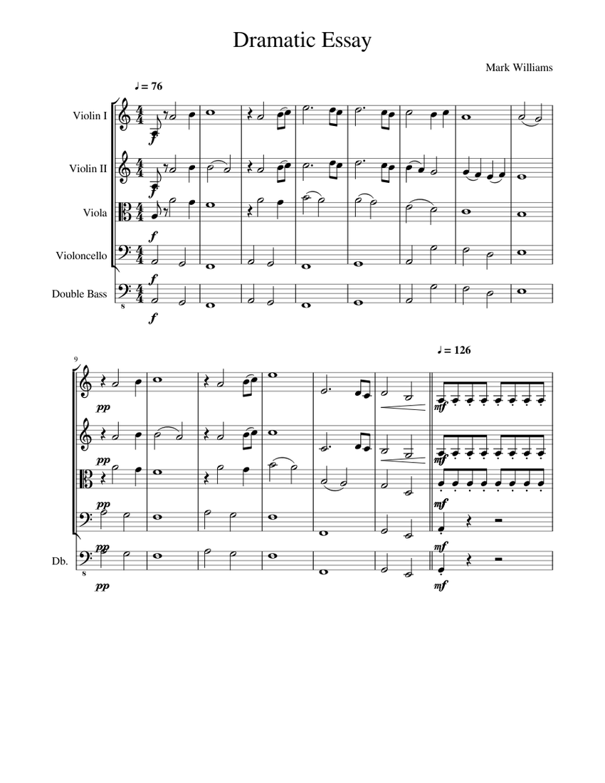 Dramatic Essay String Orchrestra Sheet Music for Contrabass, Violin ...