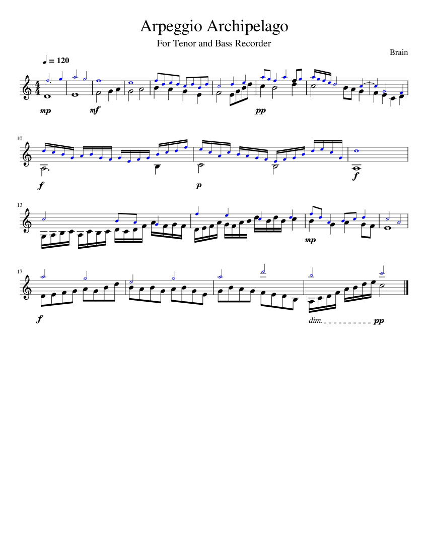 Arpeggio Arcapelligo Sheet Music for Recorder (Woodwind Duet ...