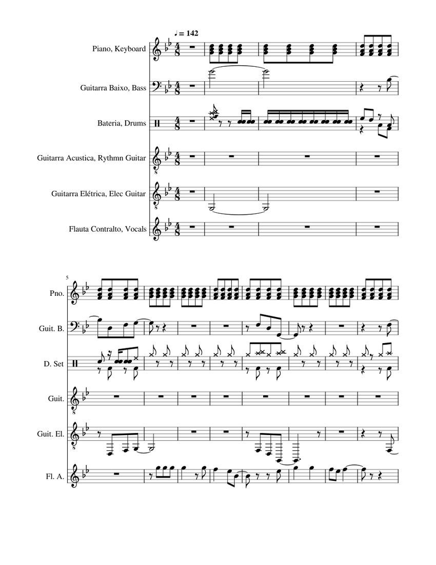 Pokemon（ポケモン） Sheet music for Piano, Guitar, Bass guitar, Drum group ...