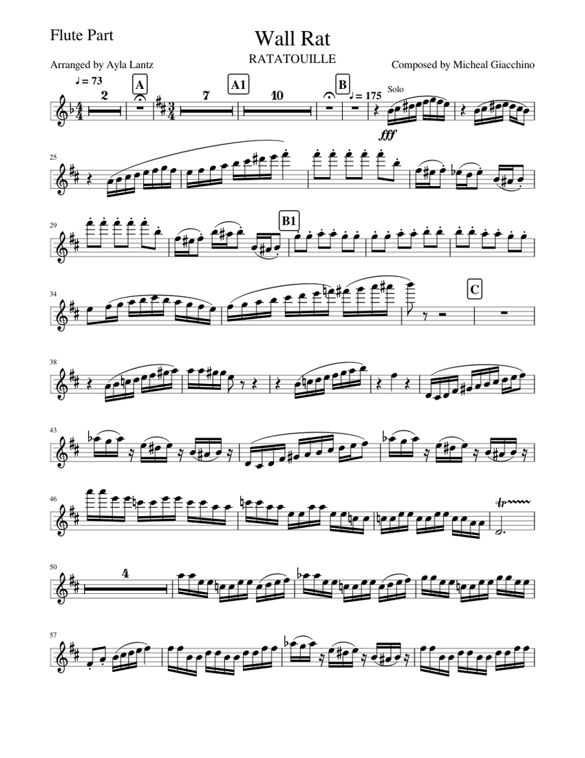 Wall Rat- Flute Part Sheet music for Flute (Solo) | Musescore.com