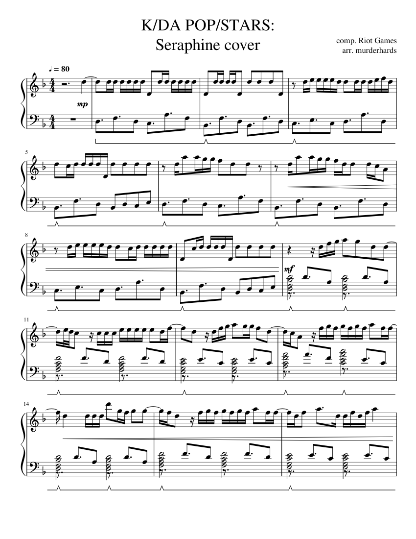 League of Legends K/DA POP/STARS: Seraphine Cover | Piano Solo Sheet ...