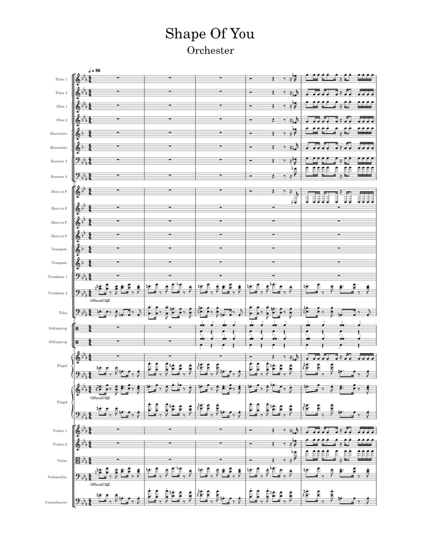 Shape of you – Ed Sheeran Shape Of You Symponic Orchester Sheet Music ...