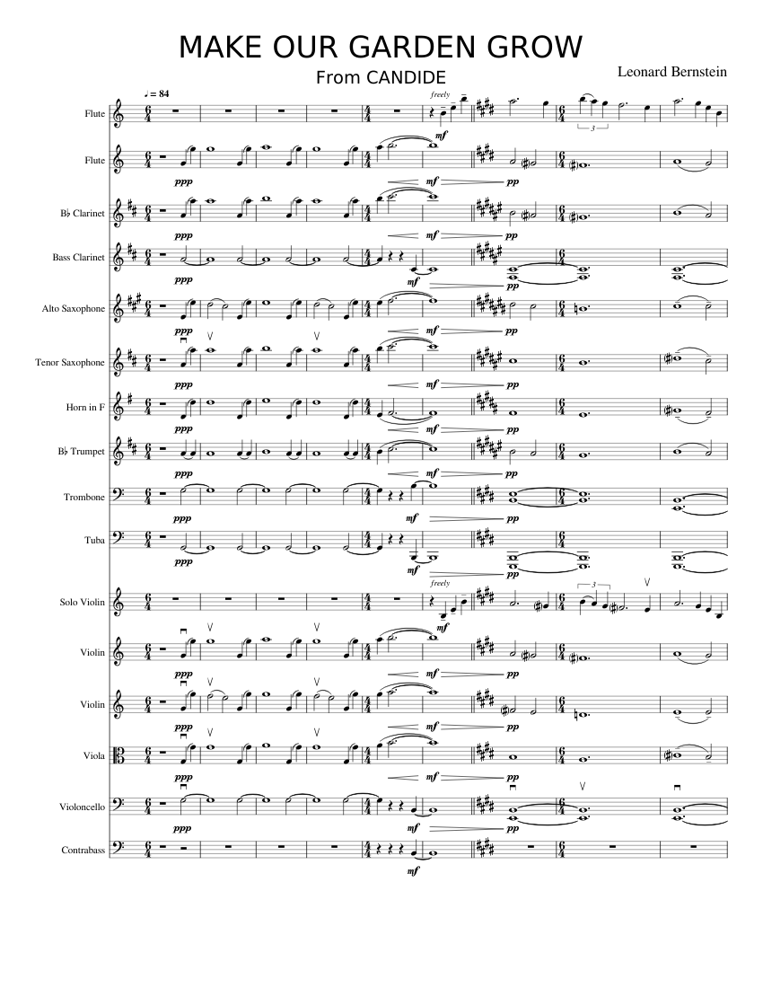Make Our Garden Grow Sheet Music for Trombone, Tuba, Flute, Clarinet in ...