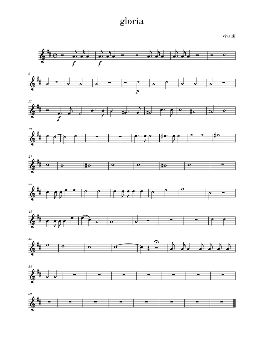 Gloria in D major, RV 589 – Antonio Vivaldi Gloria – Antonio Vivaldi (tenor) Sheet music for ...