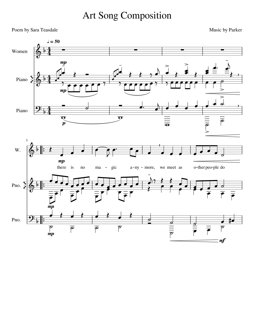 Art_Song_Composition Sheet Music for Piano, Female (Mixed Trio ...