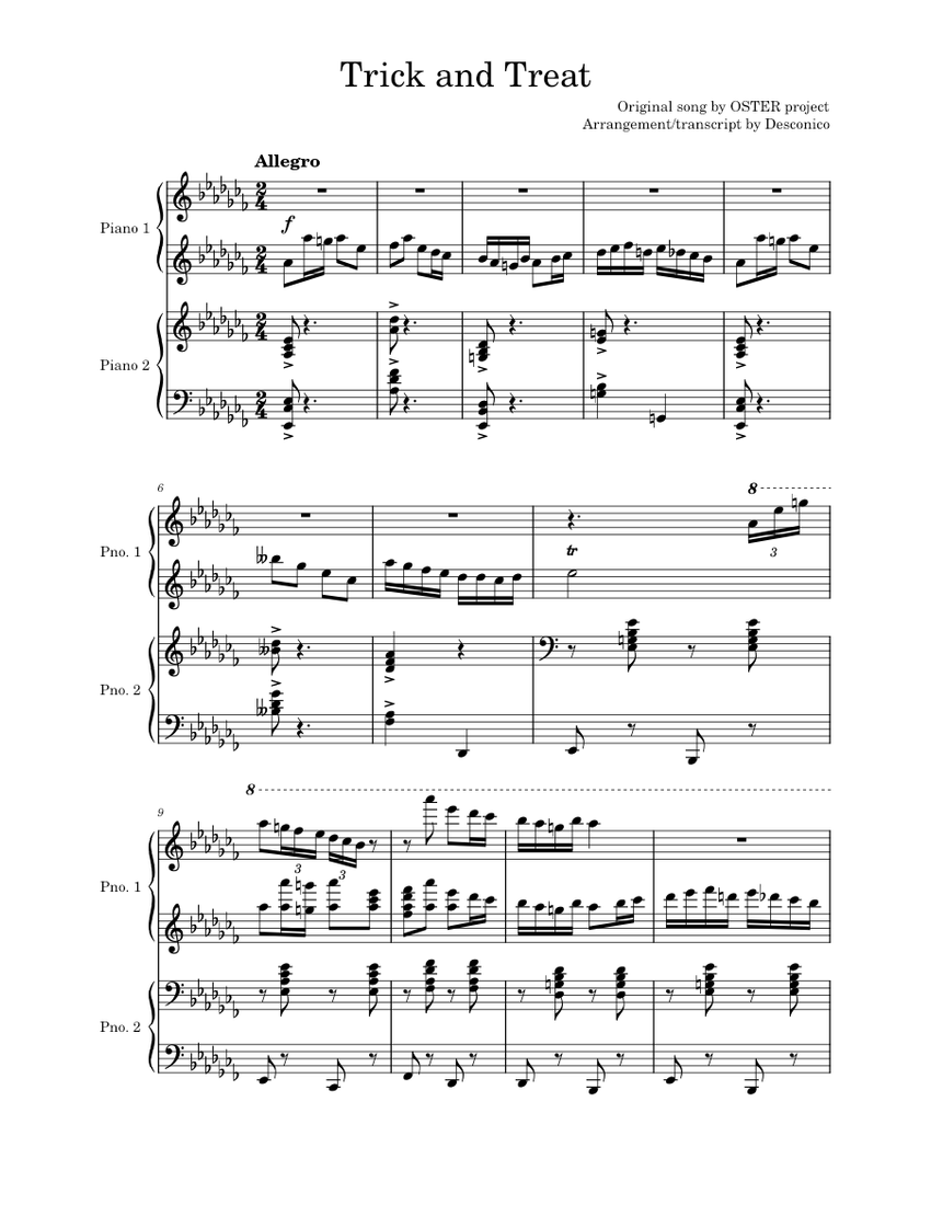 Trick And Treat – OSTER Project Sheet music for Piano (Piano Four Hand ...