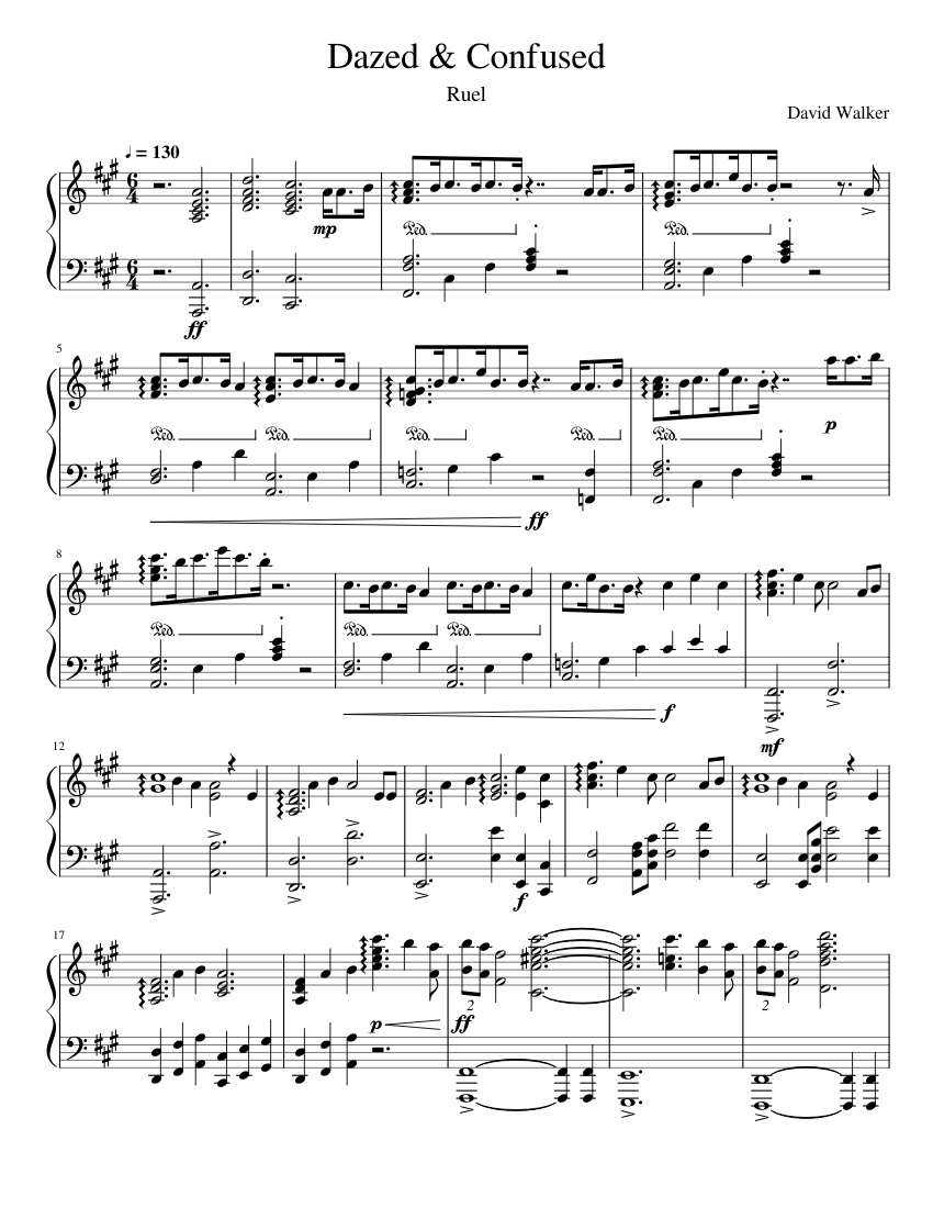 Dazed Confused by Ruel Sheet Music for Piano (Solo) | MuseScore.com