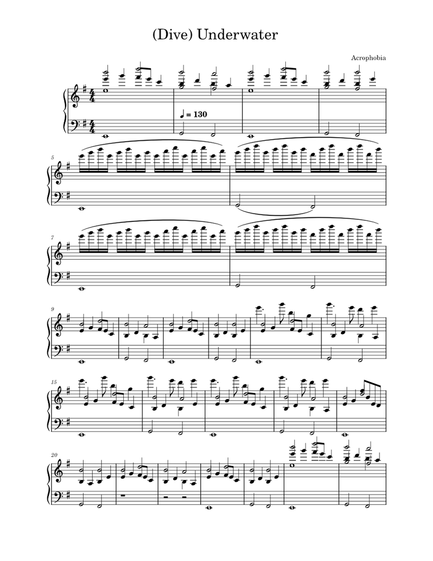 (Dive) Underwater - Acrophobia Sheet music for Piano (Piano Trio) Easy ...