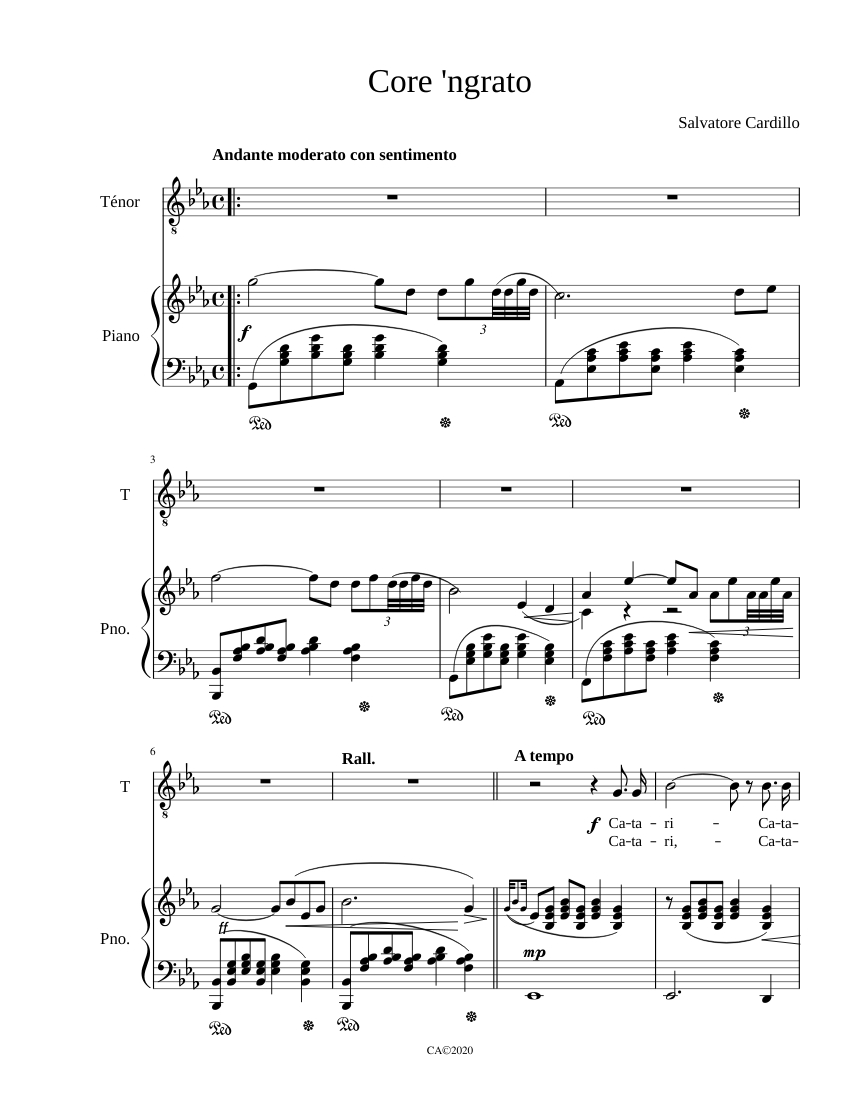 Core 'ngrato de Salvatore Cardillo Sheet Music for Piano (Solo ...
