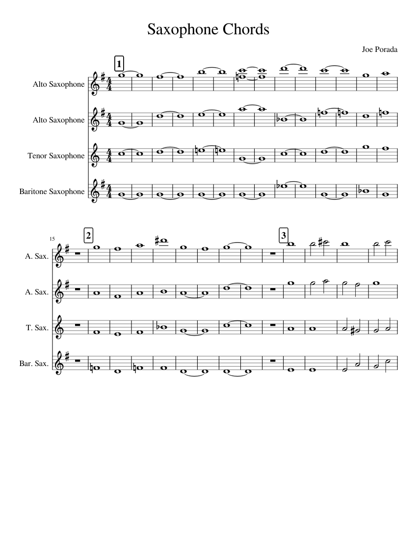 Saxophone Chords Sheet music for Saxophone alto, Saxophone tenor ...