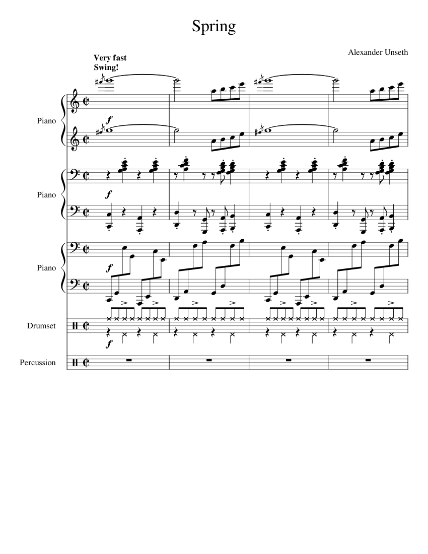 Spring Sheet music for Piano, Drum group (Mixed Quintet) | Musescore.com