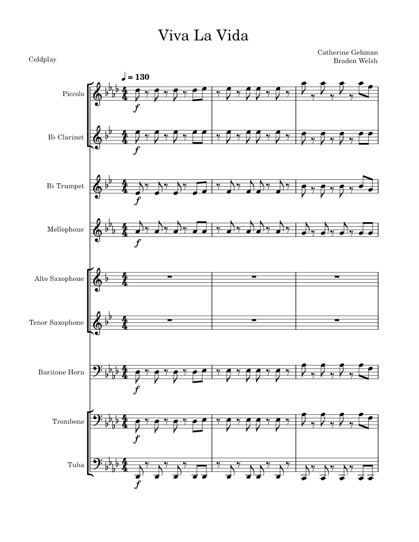 Viva La Vida – Coldplay Viva La Vida for Pep Band Sheet music for ...