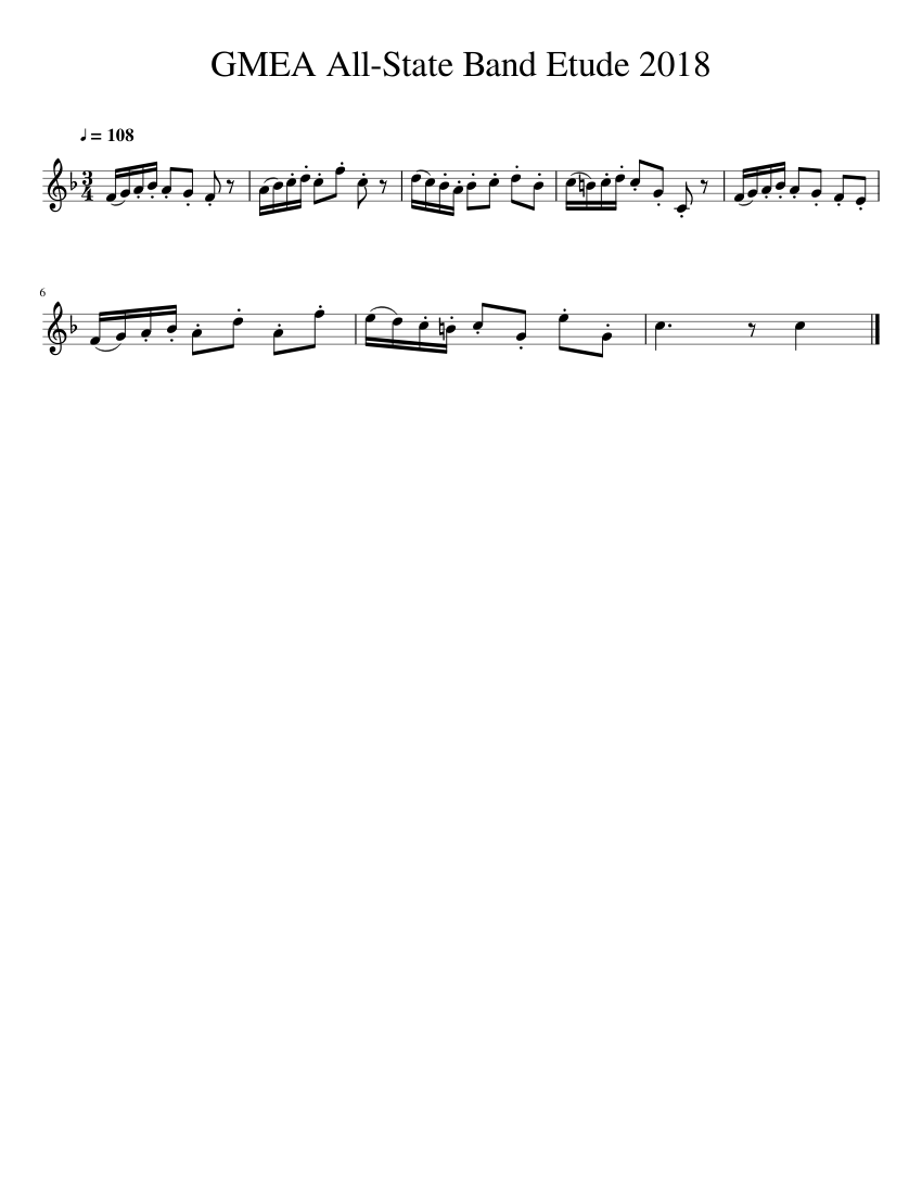 GMEA All State Band Etude 2018 #2 Sheet music for French horn (Solo ...