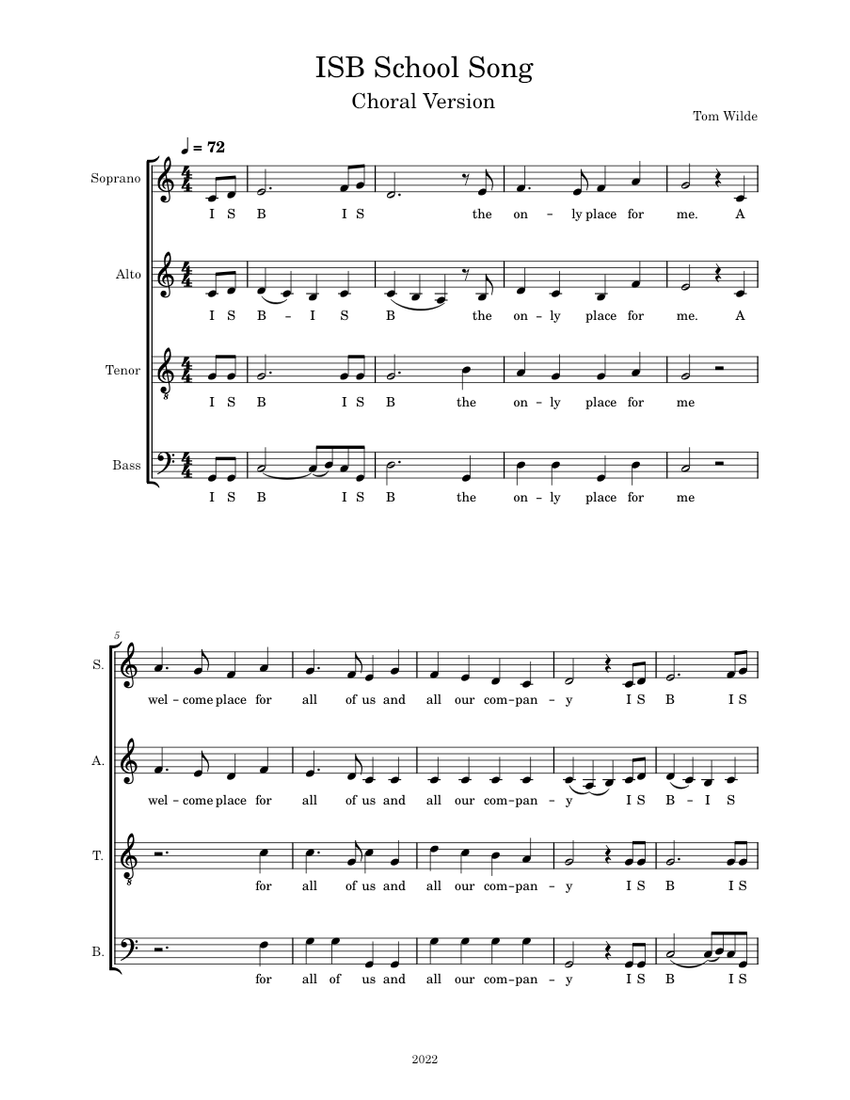 ISB_School_Song Sheet music for Soprano, Alto, Tenor, Bass voice (SATB ...